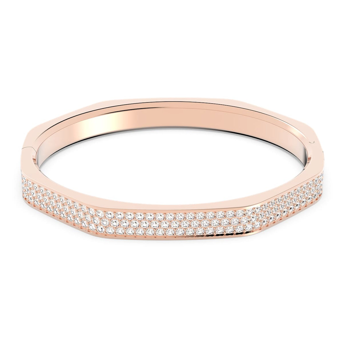 DEXTERA BANGLE OCTAGON SHAPE WHITE ROSE GOLD TONE PLATED
