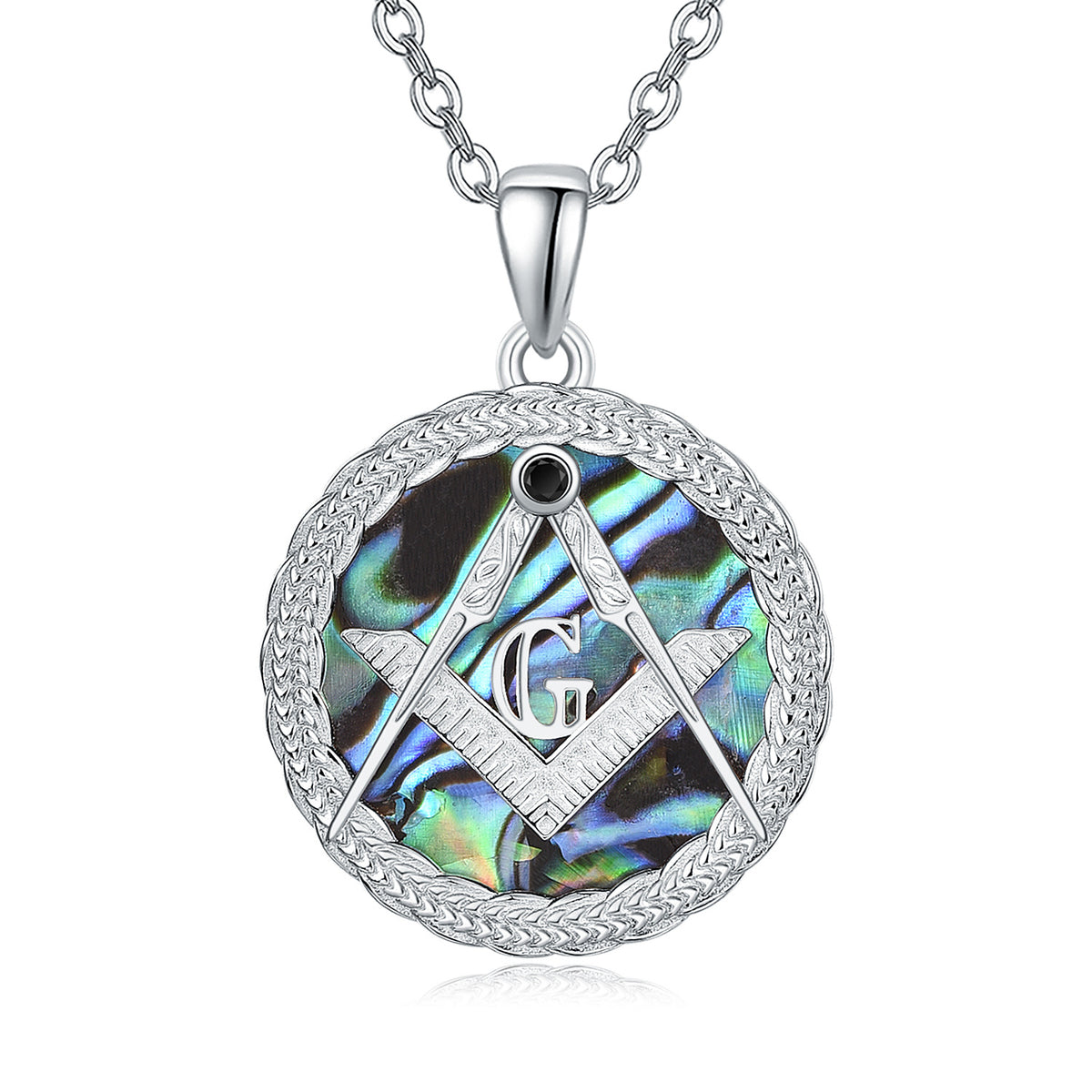 Sterling Silver Circular Shaped Abalone Shellfish Masonic Symbol ...
